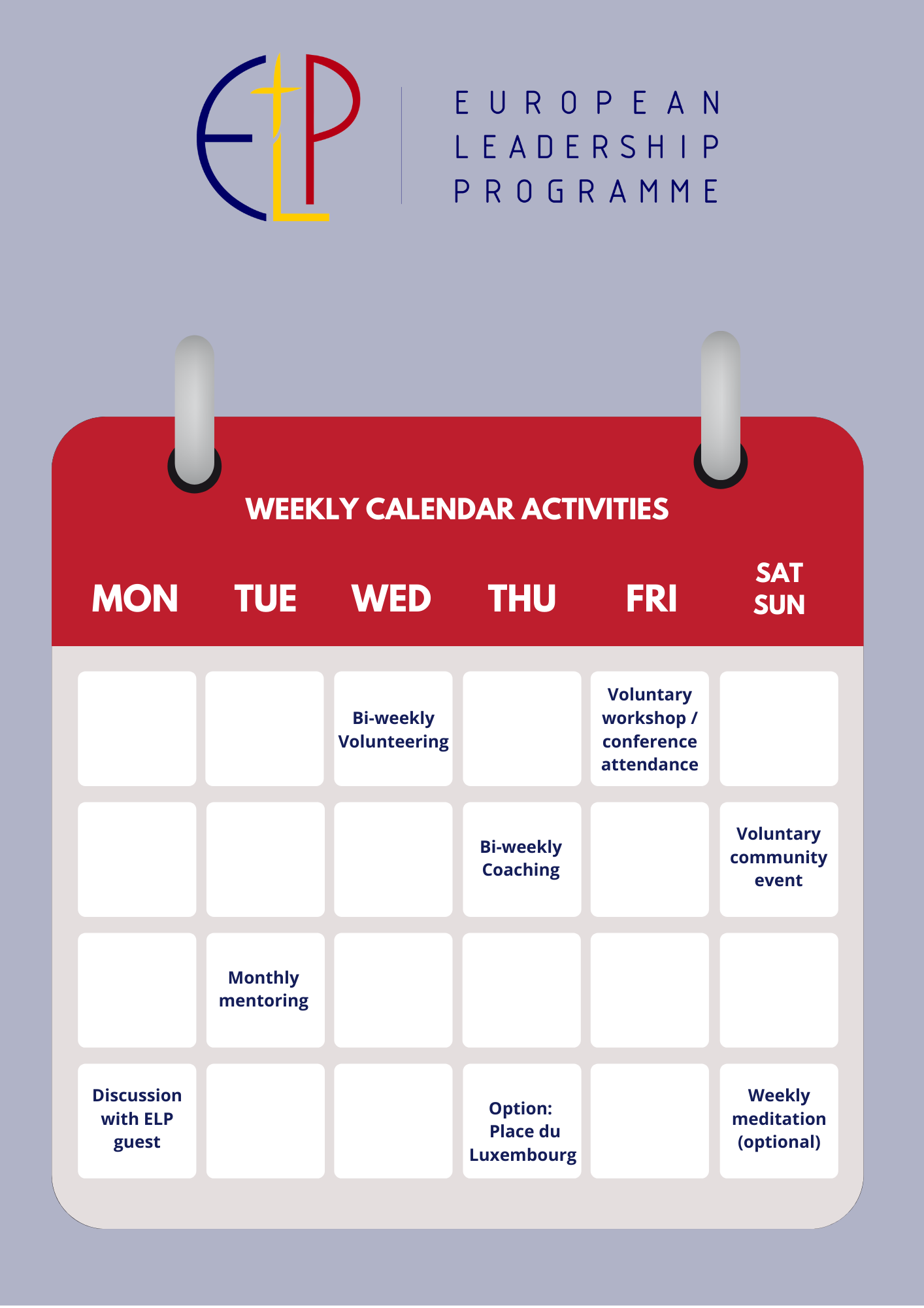 ELP Calendar – The European Leadership Programme